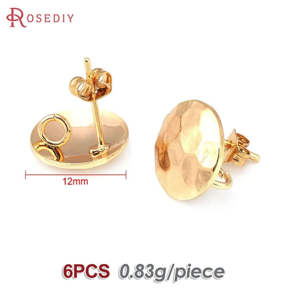 Серьги-гвоздики сердечком из латуни Rosediy Бежевый, 45037-18K Gold Color
