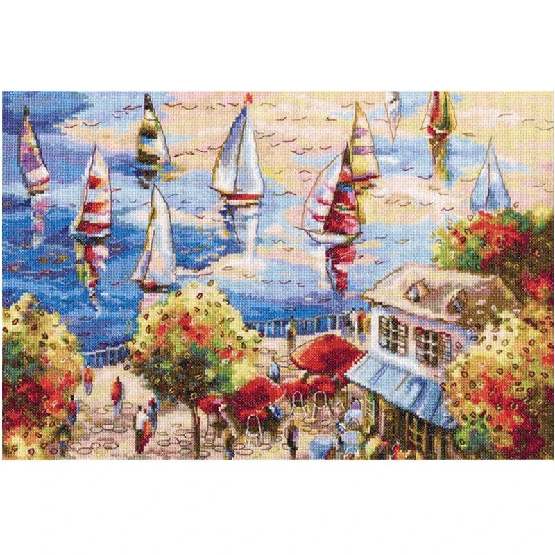 Набор для вышивки крестом "Прибрежное кафе" RTO M544 16CT unprint canvas