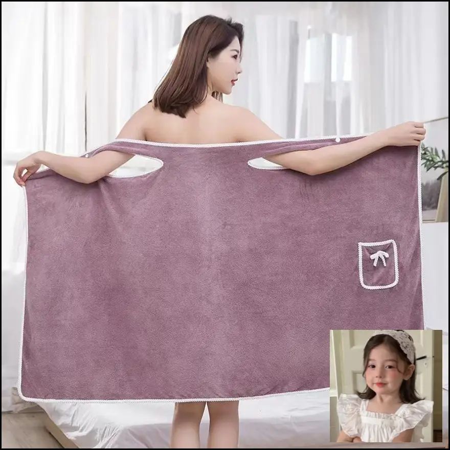 Полотенце банное MJ002, 80x135 см, белый, светло-фиолетовый, поролон, для дома и ванной