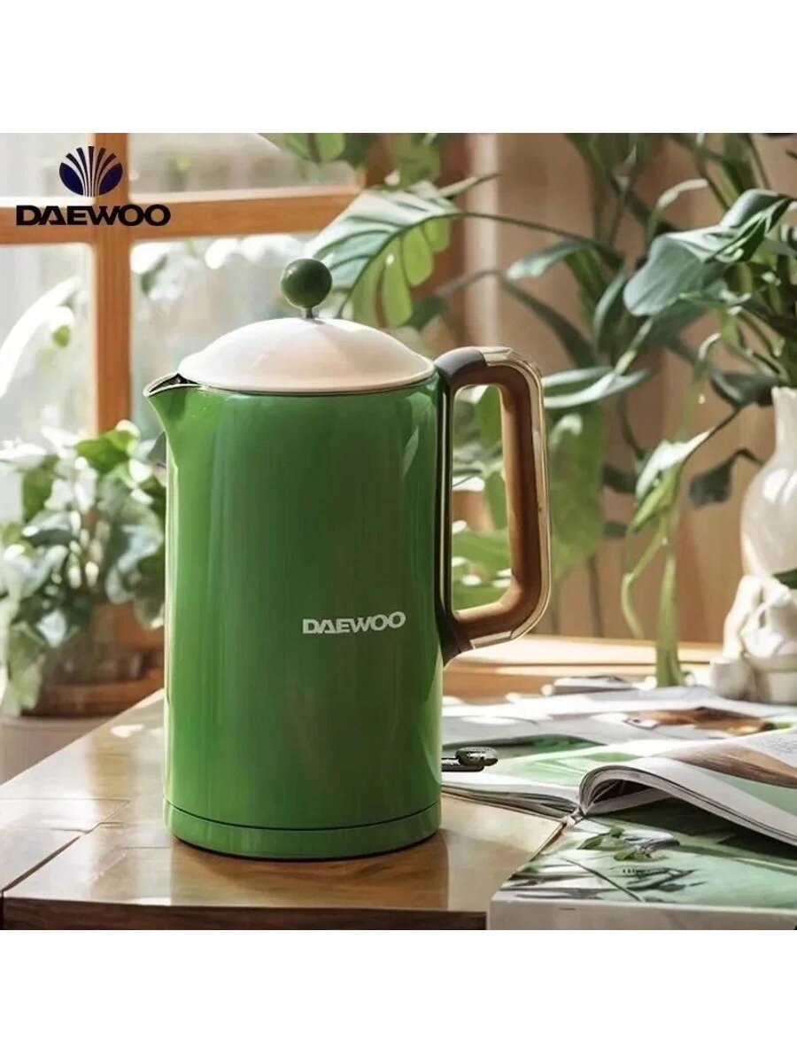 Электрический чайник Daewoo EK01-M, зеленый, для кипячения воды дома и в офисе