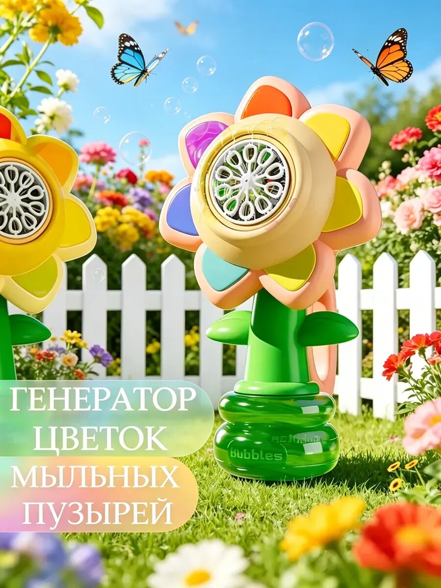 Мыльные пузыри генератор с подсветкой цветок подсолнух