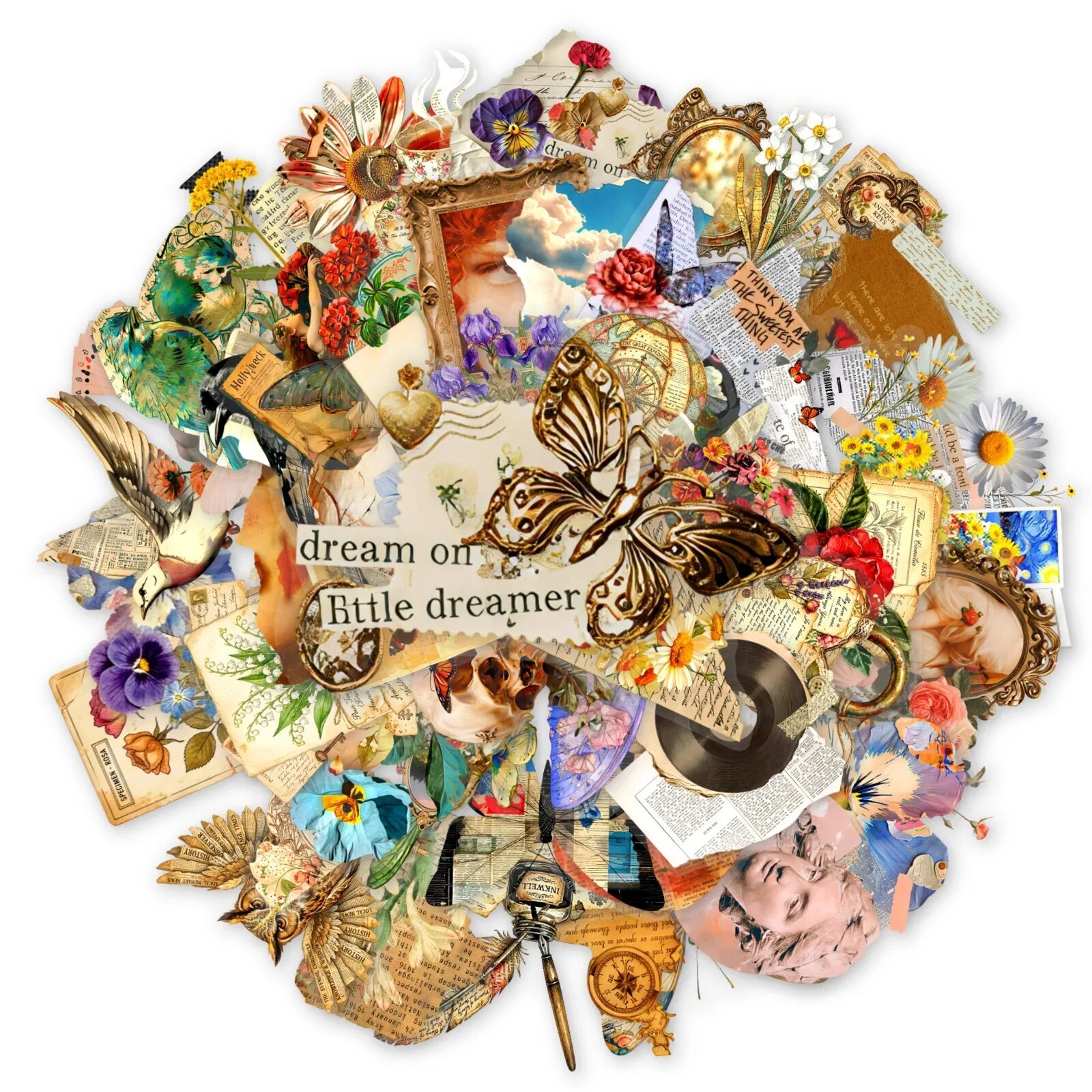Прозрачные наклейки с цветами и бабочками, 50-100 шт. 50PCS