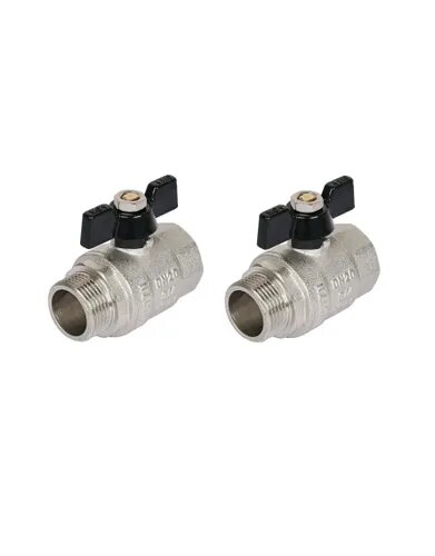 Кран шаровой усиленный бабочка никелированный 3/4" ВР/НР TIM DE1218X (пара)