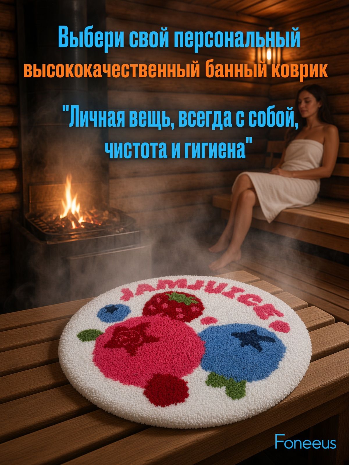 Коврик для бани и сауны термоизоляционный; портативная противоскользящая сидушка в парную, гигиеническая подстилка Foneeus