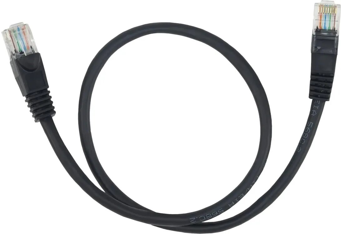 Патч-корд Buro литой (molded), UTP, кат.5E, 0.5м, 4 пары, 26AWG, алюминий омедненный, многожильный, черный