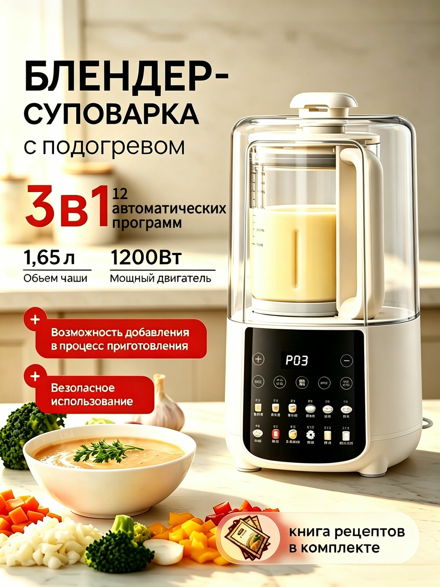 AUX Стационарный блендер pbj, слоновая кость