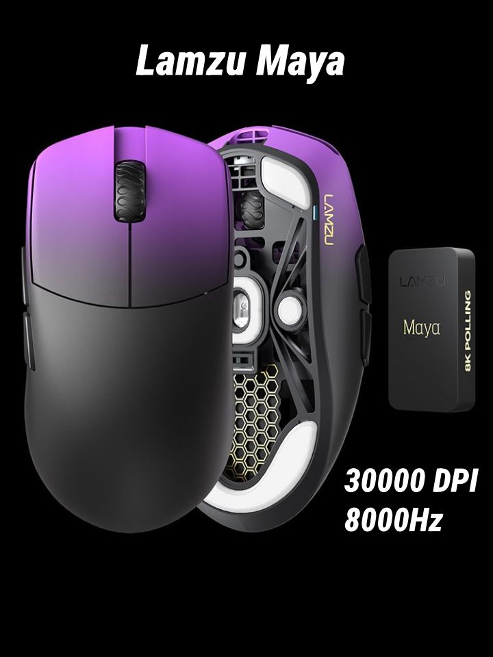 Lamzu Игровая мышь беспроводная MAYA Champion Edition, фуксия, черный матовый