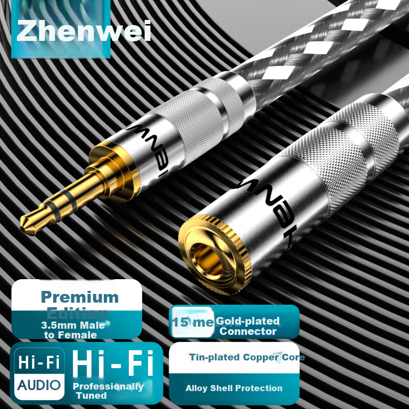 ZHENWEI 3.5 мм аудиокабель с золотым покрытием мужской к женскому разъему для телефона планшета ноутбука авто AUX