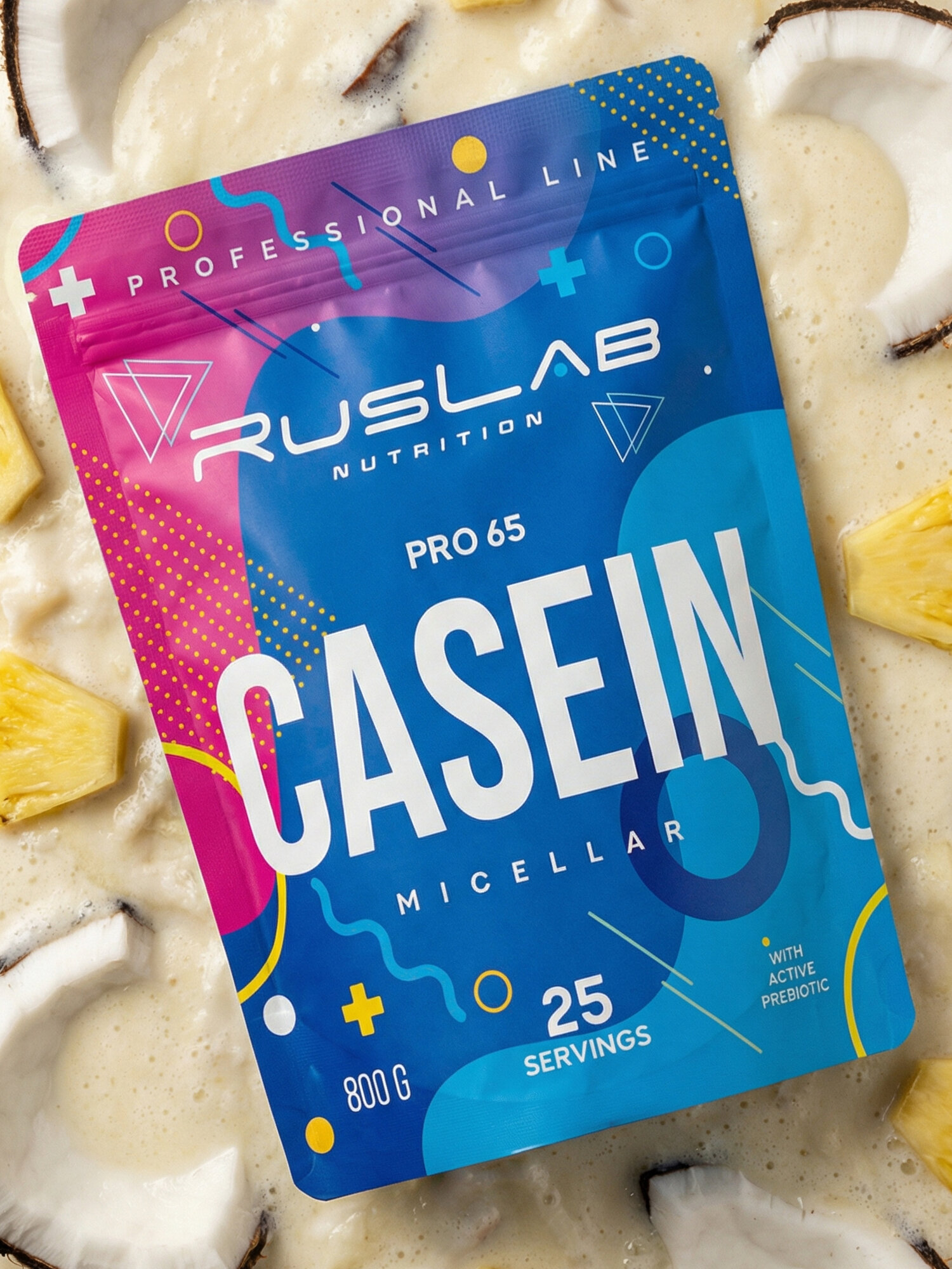 Micellar CASEIN PRO 65, казеиновый протеин, белковый коктейль (800 гр), пина колада