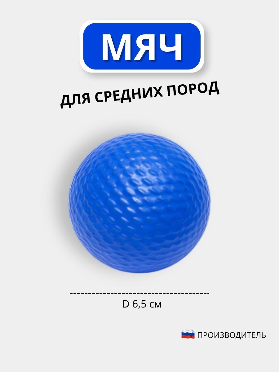 Мяч для собак средних пород сибирский ПЁС синий 65мм