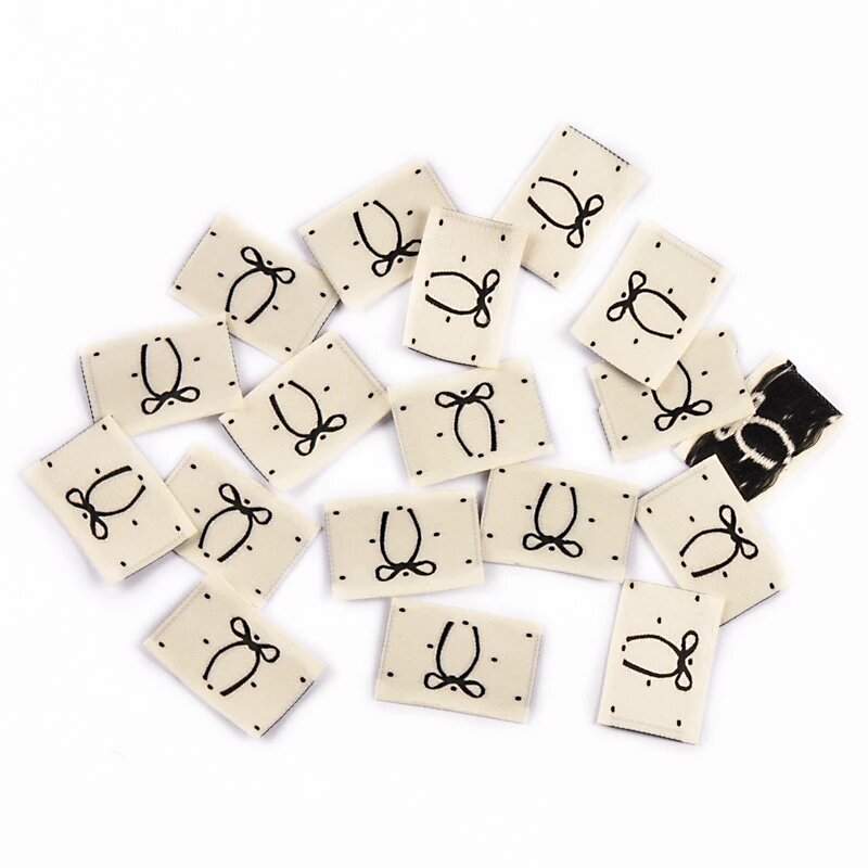 Смешанная красочная этикетка с бантом для одежды Белый, 50pcs cp4176-2