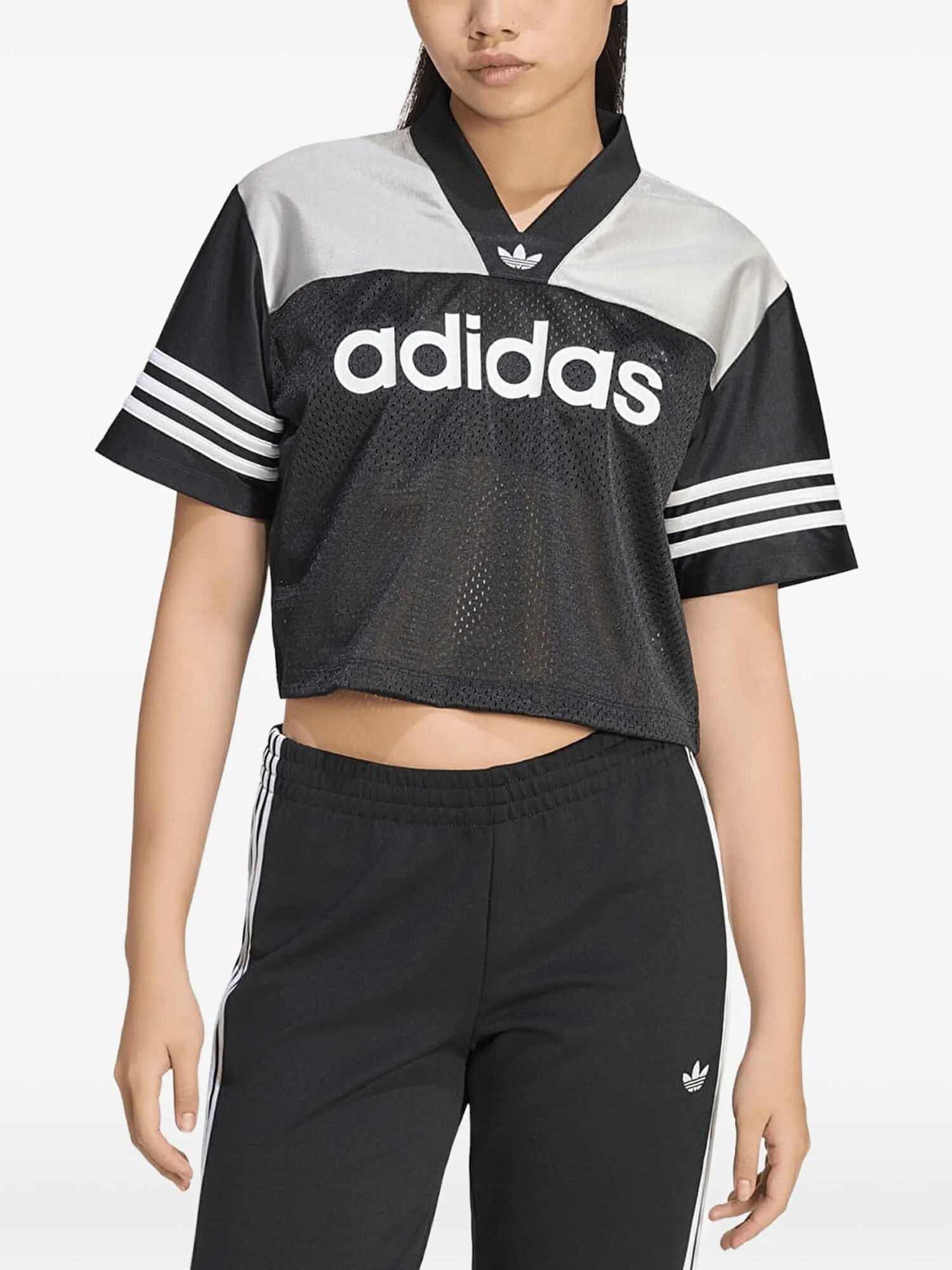 Футболка adidas Cropped jersey, размер 8 UK, черный