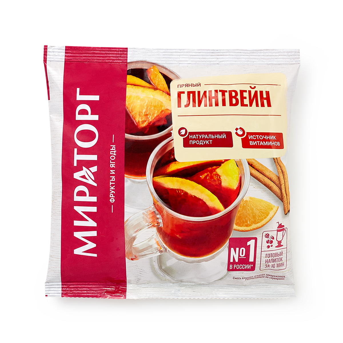 Пряный глинтвейн Мираторг, замороженный, 1.29 белка, 0.56 жира, 19.21 углеводов, 87 ккал