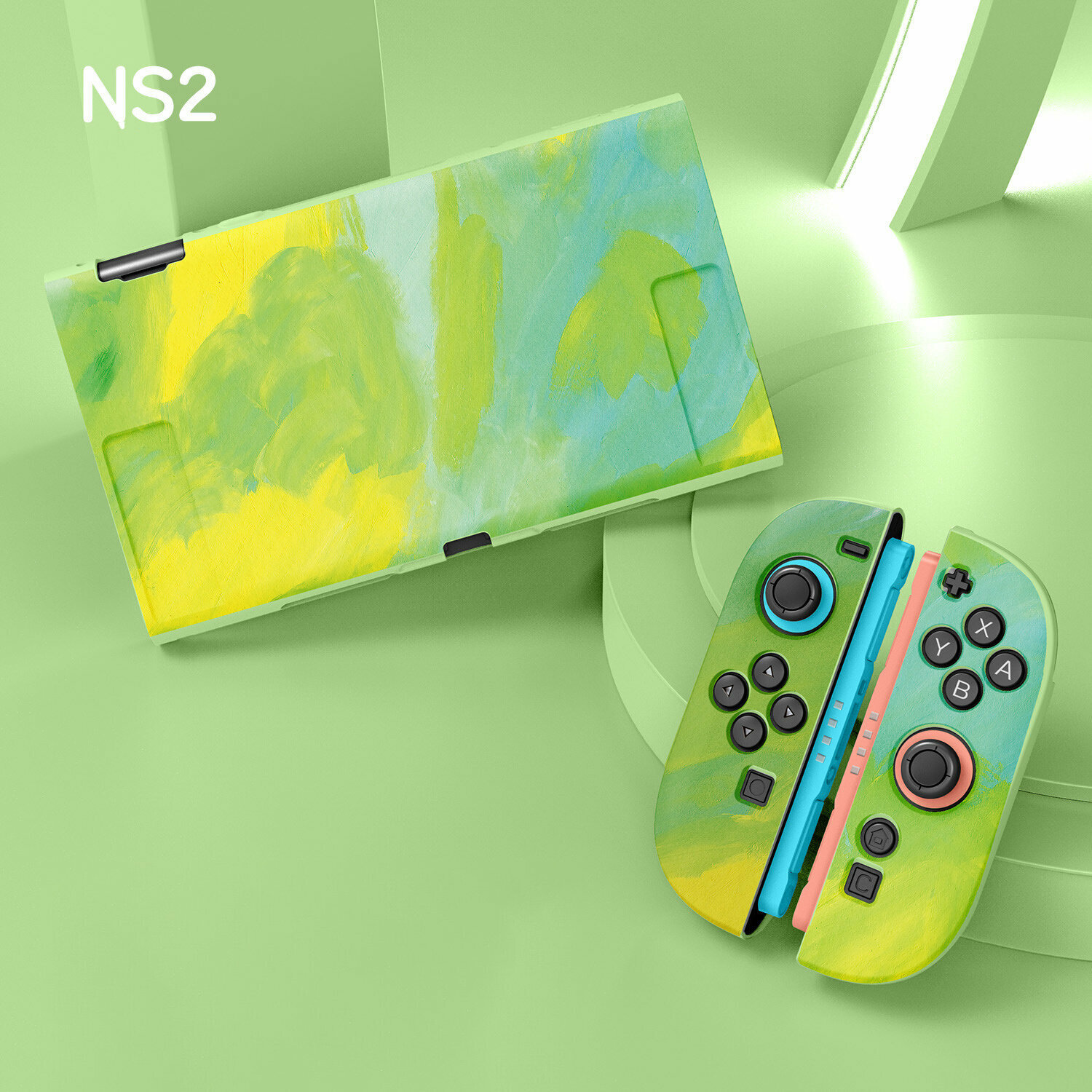 Чехол RL на Nintendo Switch 2, силиконовый, Град. Зеленый/Лайм