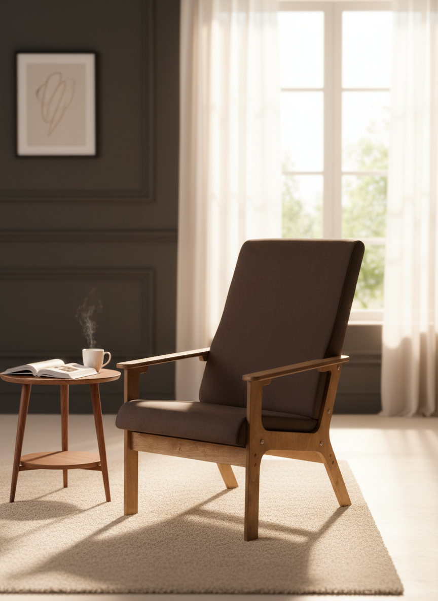 Кресло для отдыха "Ретро" от "Мягкой посадки" обивка коричневый велюр, 62х80х104 см