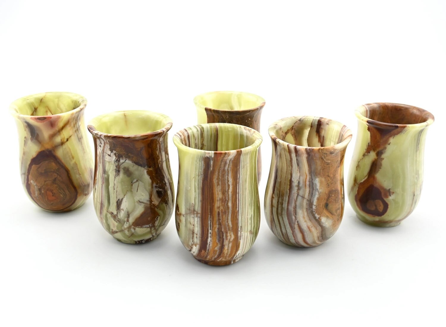 Набор стаканов для сока из камня оникс 6 шт 63*63*95мм .