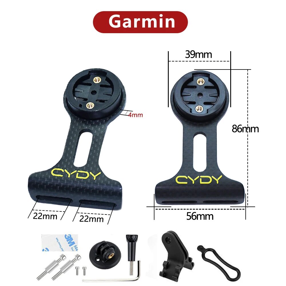 Крепление велокомпьютера CYDY Carbon 3K, черное, Matte Garmin