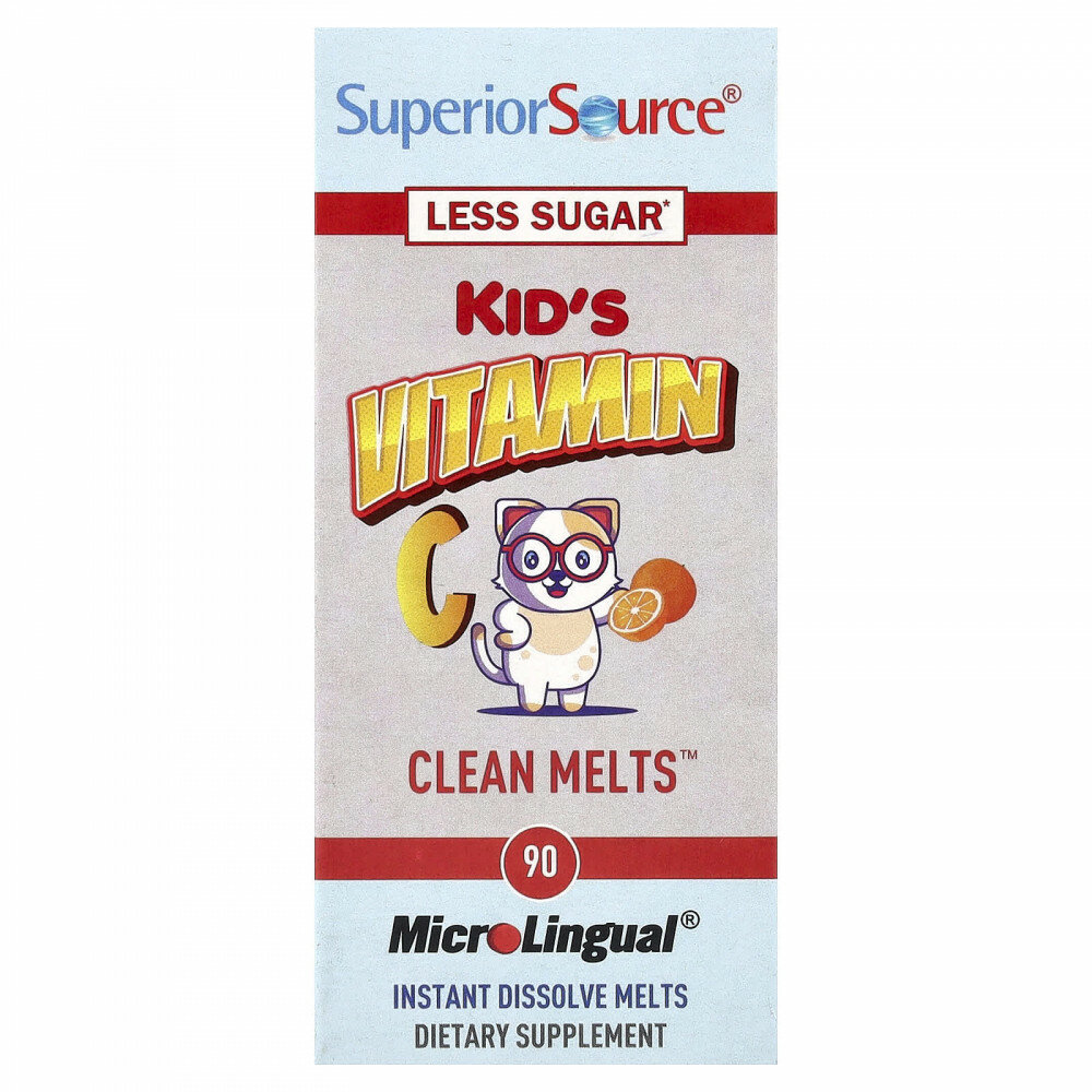 Superior Source, витамин C для детей, Clean Melts™, с апельсиновым вкусом, 90 быстрорастворимых ингредиентов MicroLingual®