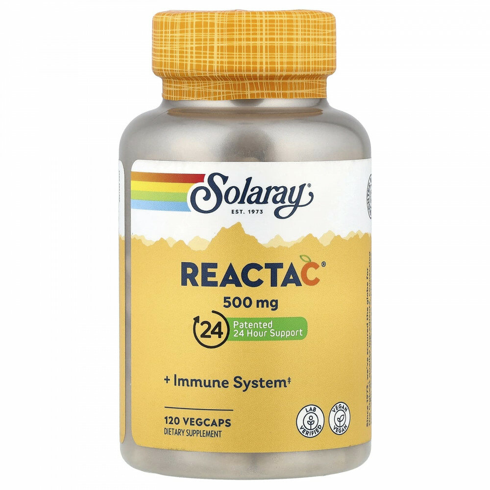 Solaray, Reacta-C®, 500 мг, 120 вегетарианских капсул