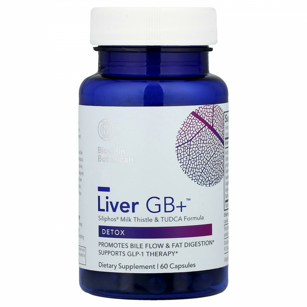 Biocidin Botanicals, Liver GB + ™, детокс, 60 капсул