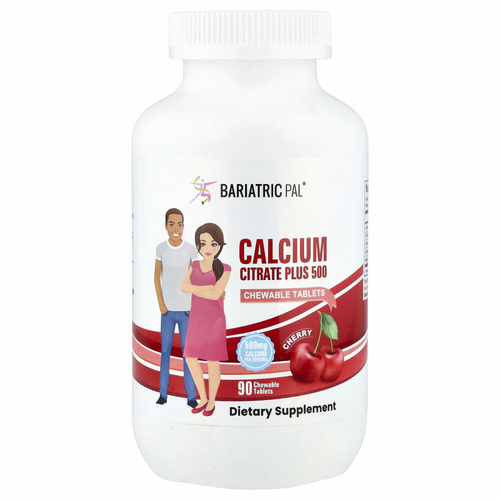 BariatricPal, цитрат кальция Plus 500, вишня, 90 жевательных таблеток