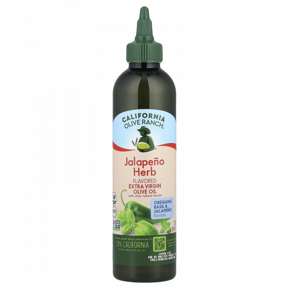 California Olive Ranch, Оливковое масло холодного отжима, трава халапеньо, 250 мл (8,5 жидк. Унции)