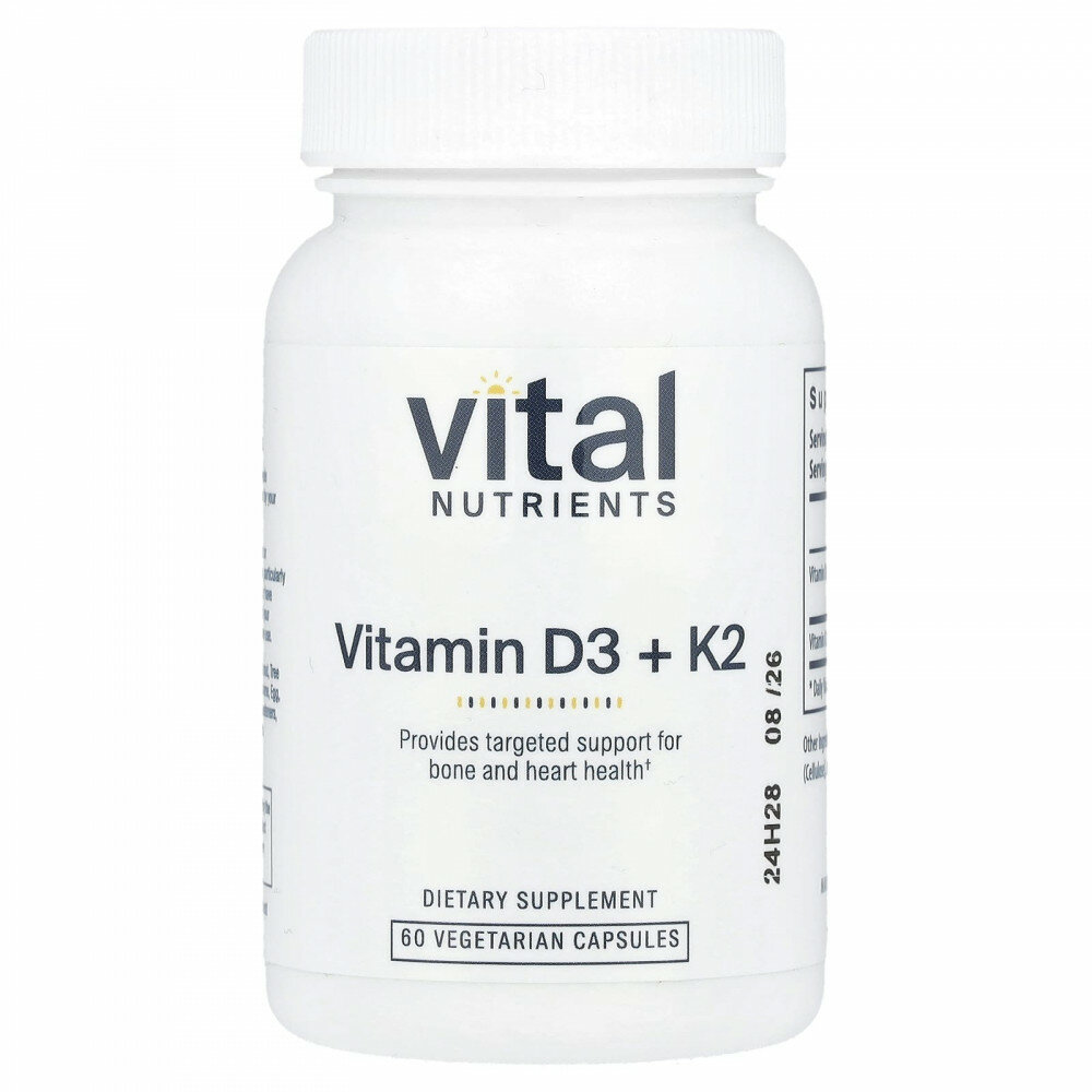 Vital Nutrients, K2-7 + D3, 60 вегетарианских капсул