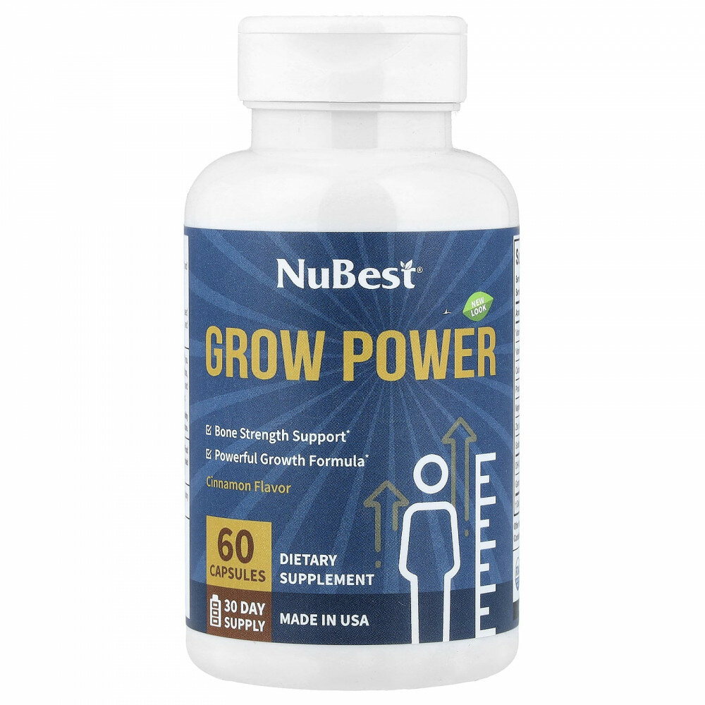 NuBest, Grow Power, корица, 60 капсул