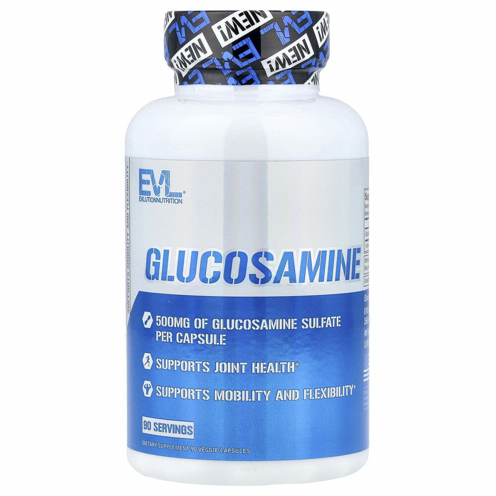 EVLution Nutrition, Глюкозамин, 500 мг, 90 растительных капсул