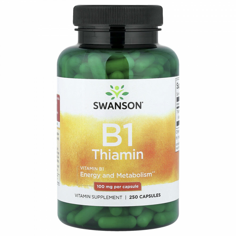 Swanson Vitamins, витамин B1 и тиамин, 100 мг, 250 капсул