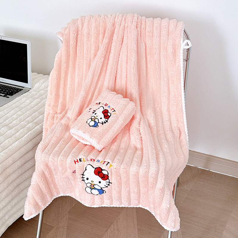 Милый детский комплект из трех полотенец Hello Kitty для девочек: впитывающие, безворсовые, быстросохнущие полотенца для новой студенческой комнаты.