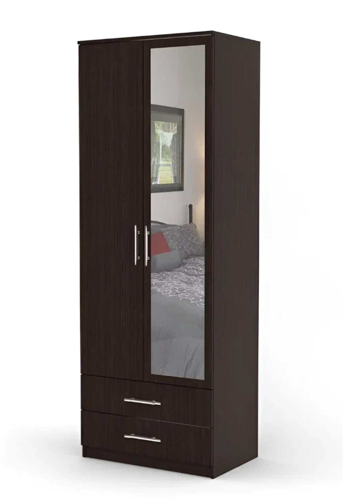 Шкаф для одежды Дуэт с зеркалом распашной 70х45х220 см Венге