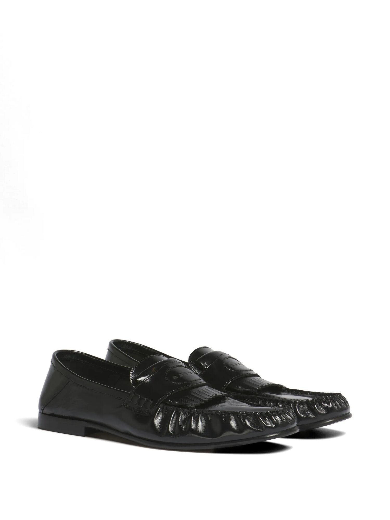 Лоферы Marni Fringe leather loafers, размер 44, black/black — фото 1