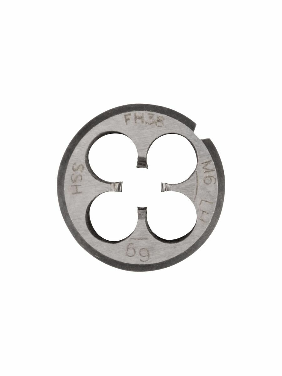 Плашка М6х1.0 мм, диаметром 20 мм NORGAU Industrial метрическая, для нарезания резьбы с крупным шагом и углом профиля 60, по DIN223, HSS