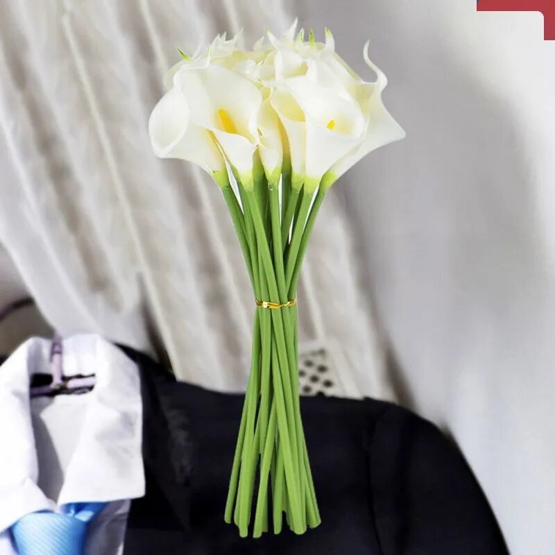 Искусственные белые цветы каллы для украшения дома, букет из PU материала, 190 г