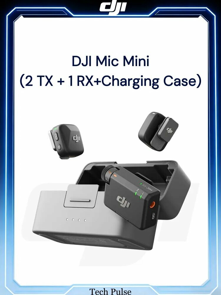 DJI Микрофон универсальный DJI Mic Mini (2 TX + 1 RX+Charging Case), черный матовый