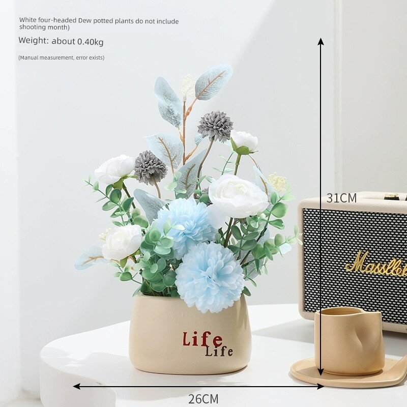 Искусственные лилии белый четырехголовый набор для гостиной, декор интерьера