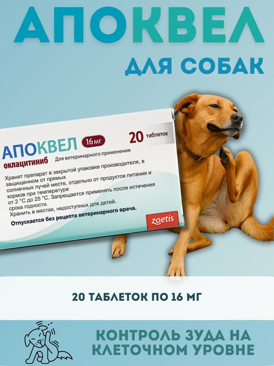 Таблетки Zoetis "Апоквел" для собак против аллергии, 16 мг, блистер 20 таблеток