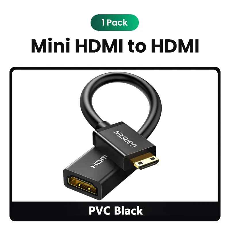 Ugreen Адаптер Mini HDMI - HDMI 4K 4K PVC Black---Mini, 22cm
