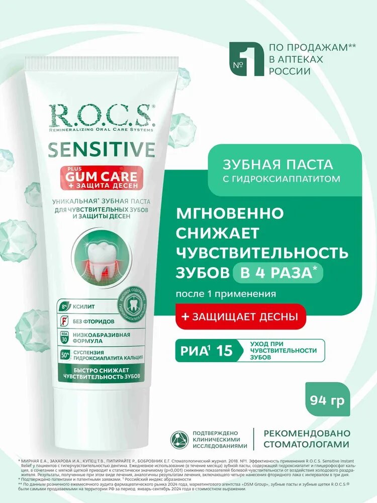 Зубная паста R.O.C.S. SENSITIVE Plus Gum Care, 94 г