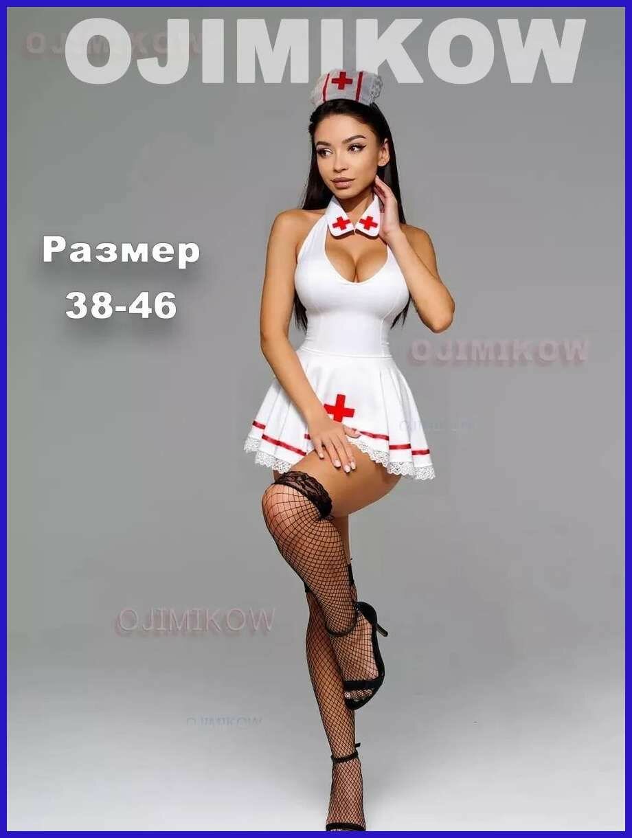Сексуальное платье медсестры с чулками