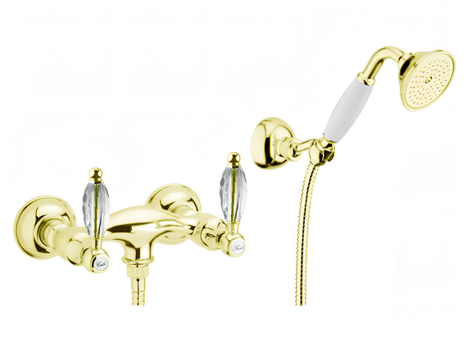 Смеситель для душа Alexandra AL760101010, золото, без излива, шланг, душ, держатель, ручки Swarovsri, Webert, Италия
