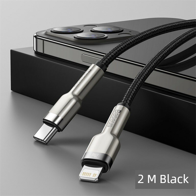 Черный кабель 2 м с быстрой зарядкой 20 Вт PD для iPhone 14/12 Pro Max (один кабель)