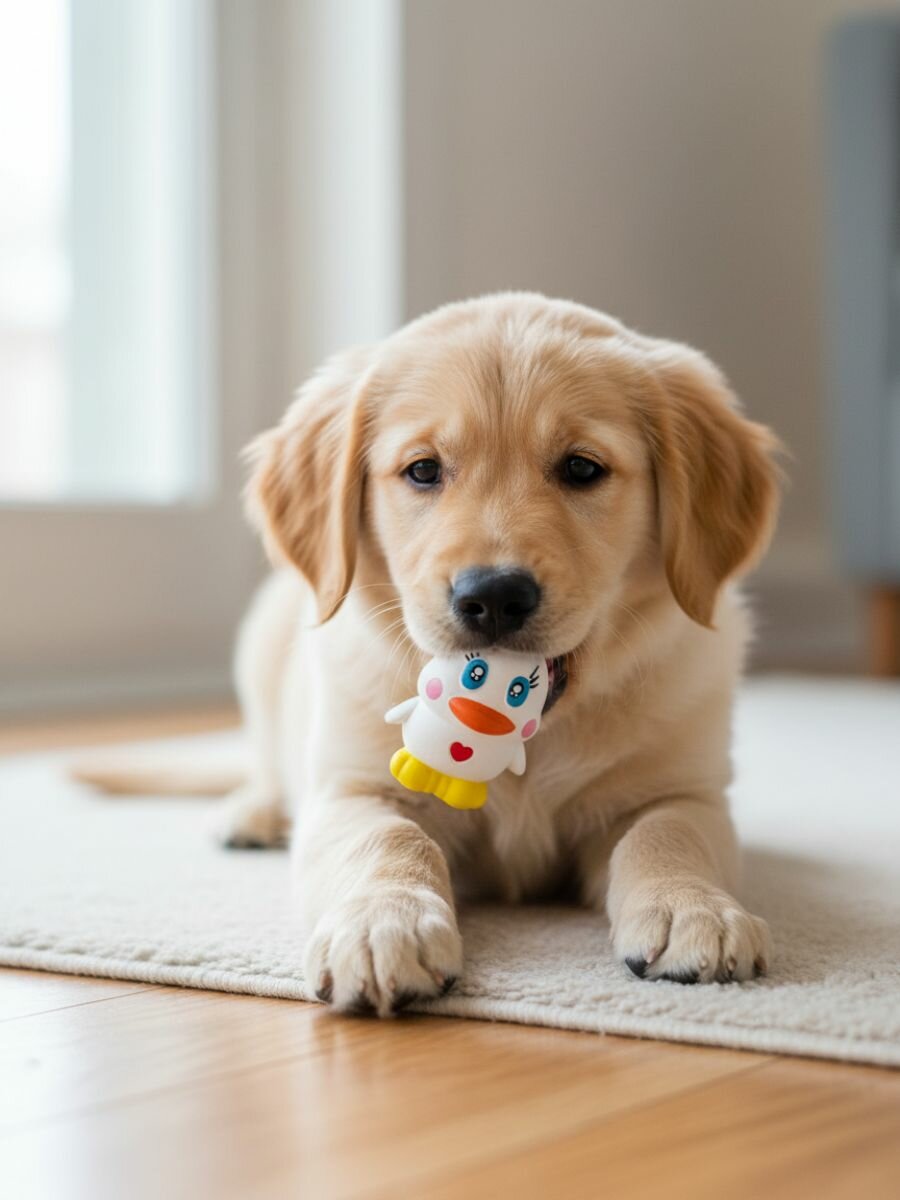 Латексная игрушка с пищалкой для собак Japan Premium Pet цыпленок для чистки зубов