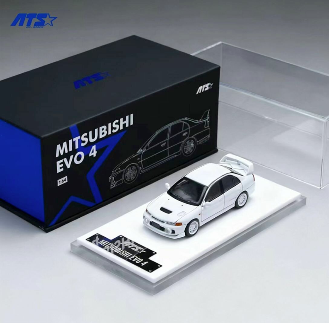 Коллекционная машинка ATS 1:64 Mitsubishi EVO4 white