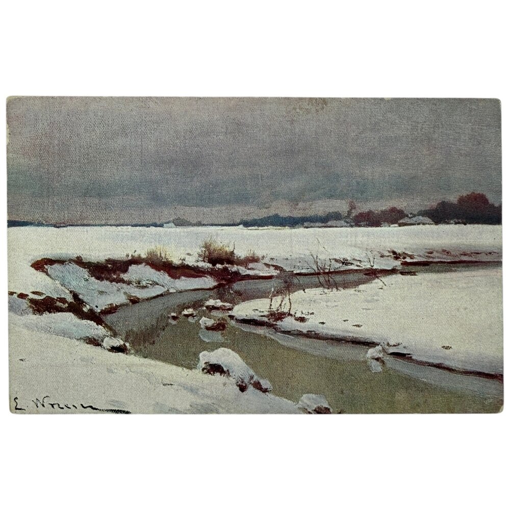 Почтовая открытка "Зимняя река" 1897-1917 гг. Германская Империя