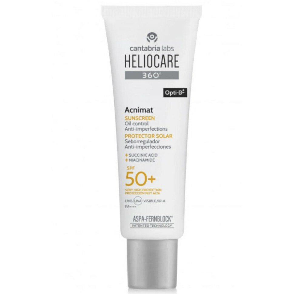 Солнцезащитный крем для кожи, склонной к акне, 50 мл Heliocare 360º Acnimat SPF 50 Cantabria Labs / Кантабрия Лабс