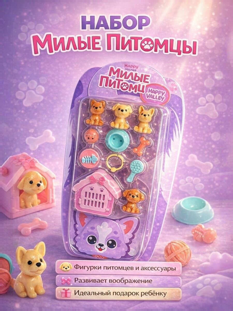 Игровой набор для девочек, "Милые питомцы", с аксессуарами, подарок для девочки игровой набор для девочек милые питомцы подарок для девочки набор с аксессуарами