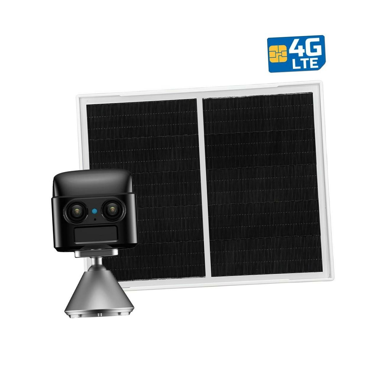 Переносная 4G IP камера наблюдения с СИМ картой 3Mp JMC-AC70-4G-Dual (MicroSD) (M59067MI) с двумя объективами, датчиком и дополнительной солнечной б