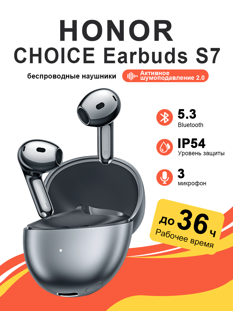Беспроводные наушники HONOR CHOICE Earbuds S7 (CHP-ME00), серый